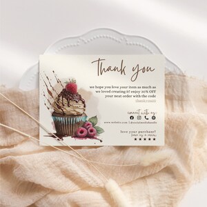 Editable Cupcake Thank You Card Bundle, Bakery Shop Card, Cookie Small ...