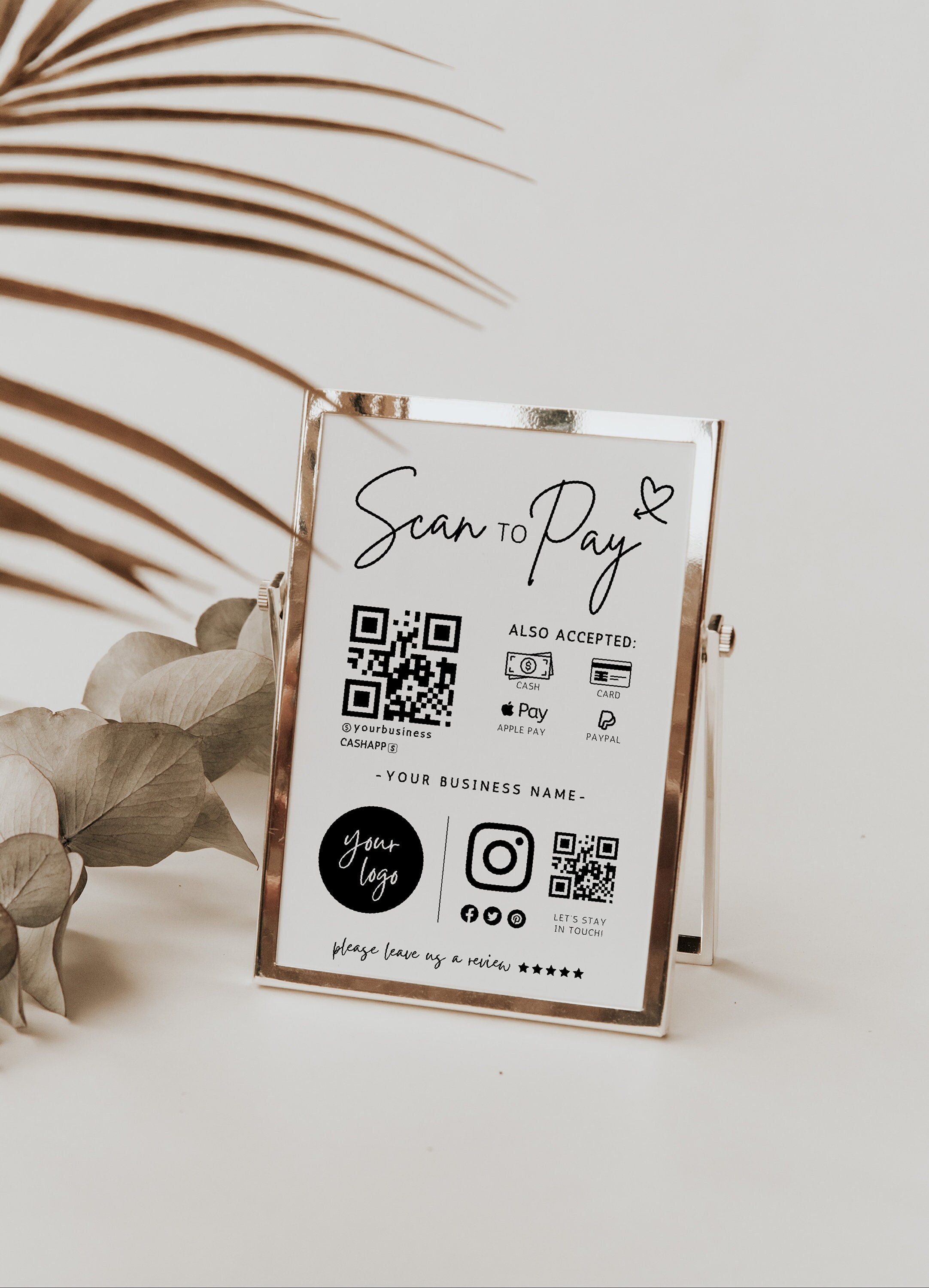 Scan to Pay QR Code Sign, Printable Payment Template, Venmo Cashapp ...