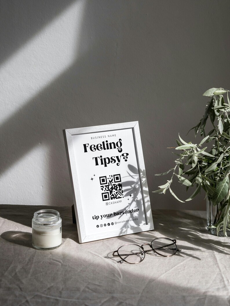 Retro Feeling Tipsy Tip Bar Printable Virtual Tip Venmo Cashapp Tip ...