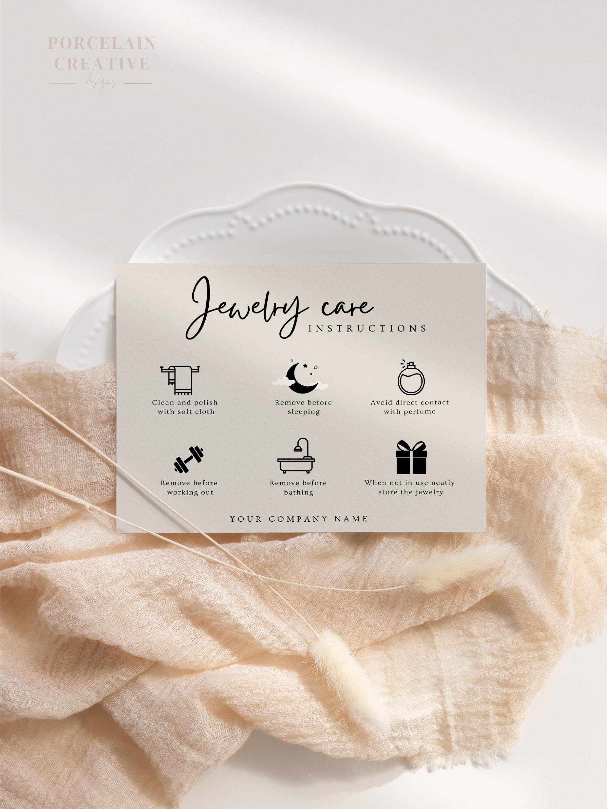 Editable Jewelry Care Card Template, Thank You Card, Printable Jewelry ...