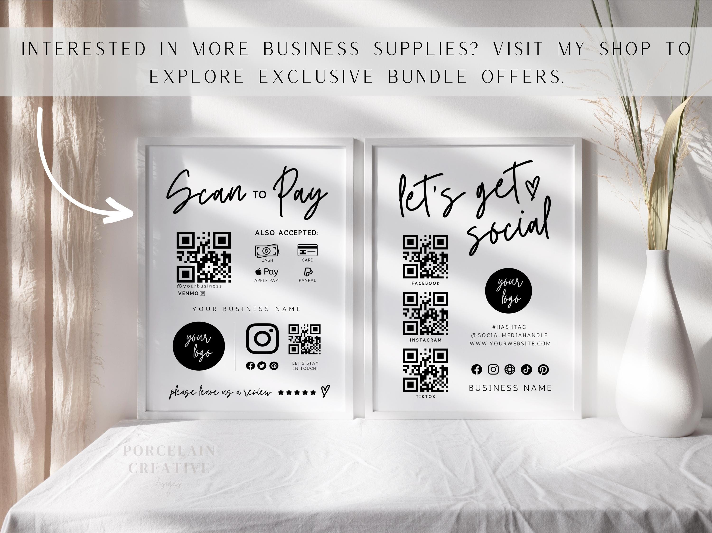 Social Media Sign Template, Small Business Sign Template, Social Media ...