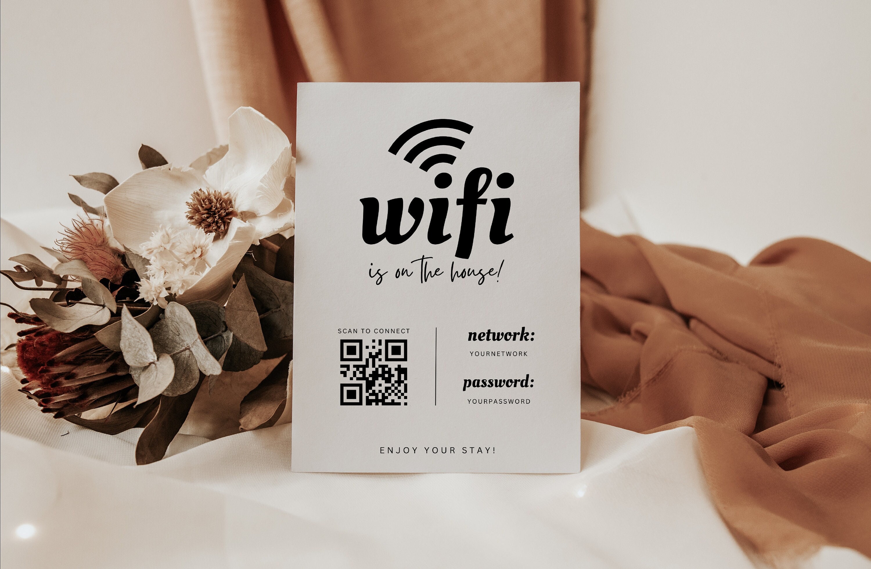 Wifi Sign, QR Code Wifi, Printable Wifi Code Sign, Scan to Connect Wifi ...