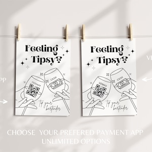 Retro Feeling Tipsy Tip Bar Printable Virtual Tip Venmo Cashapp Tip ...