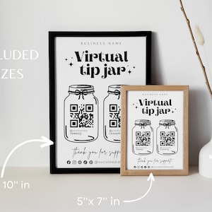 Retro Virtual Tip Jar Digital Printable Template, Venmo Cashapp Payment Sign, DIY QR Code Sign ...