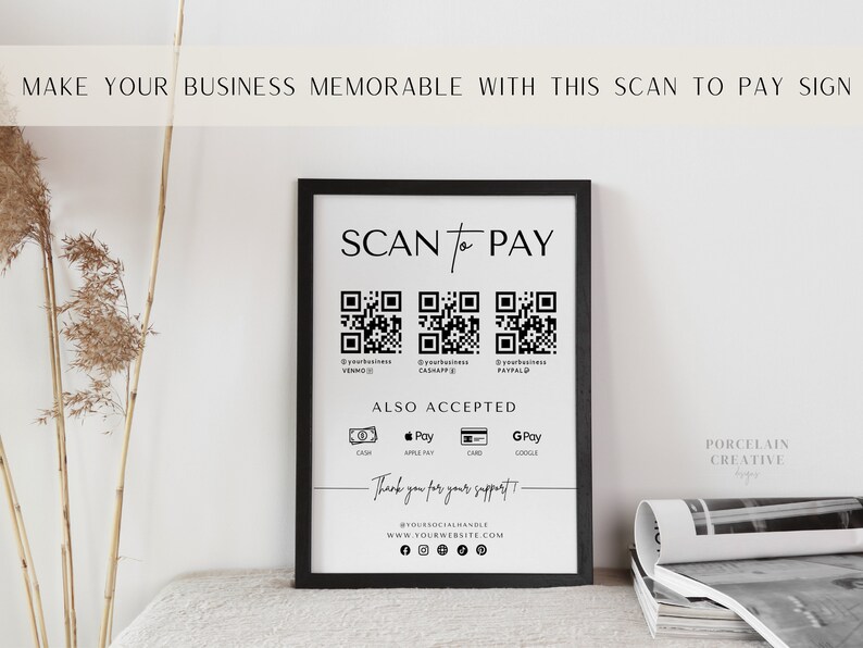 Scan to Pay QR Code Sign Printable Payment Template Venmo - Etsy