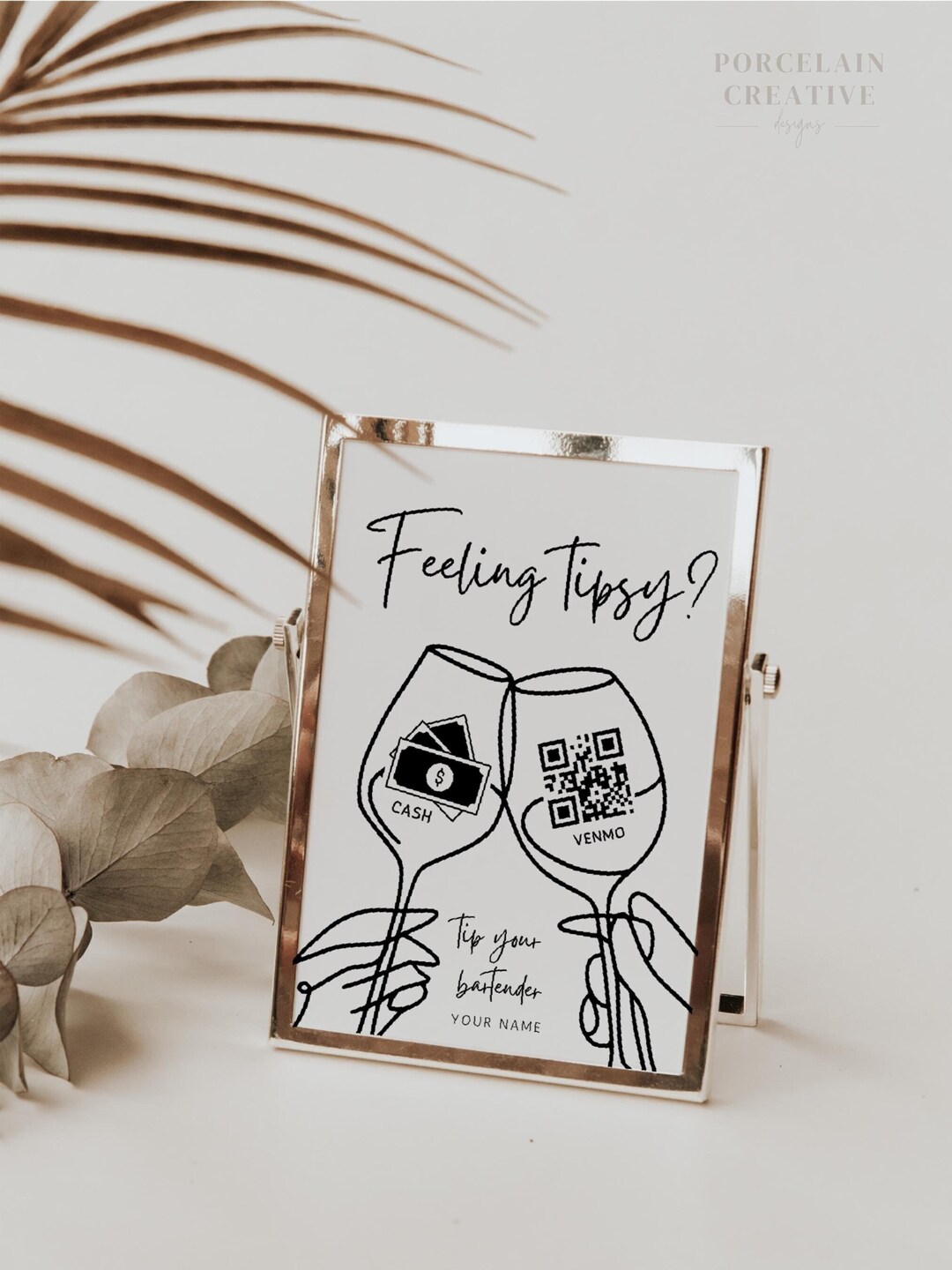 Retro Feeling Tipsy Tip Bar Printable Virtual Tip Venmo Cashapp Tip ...