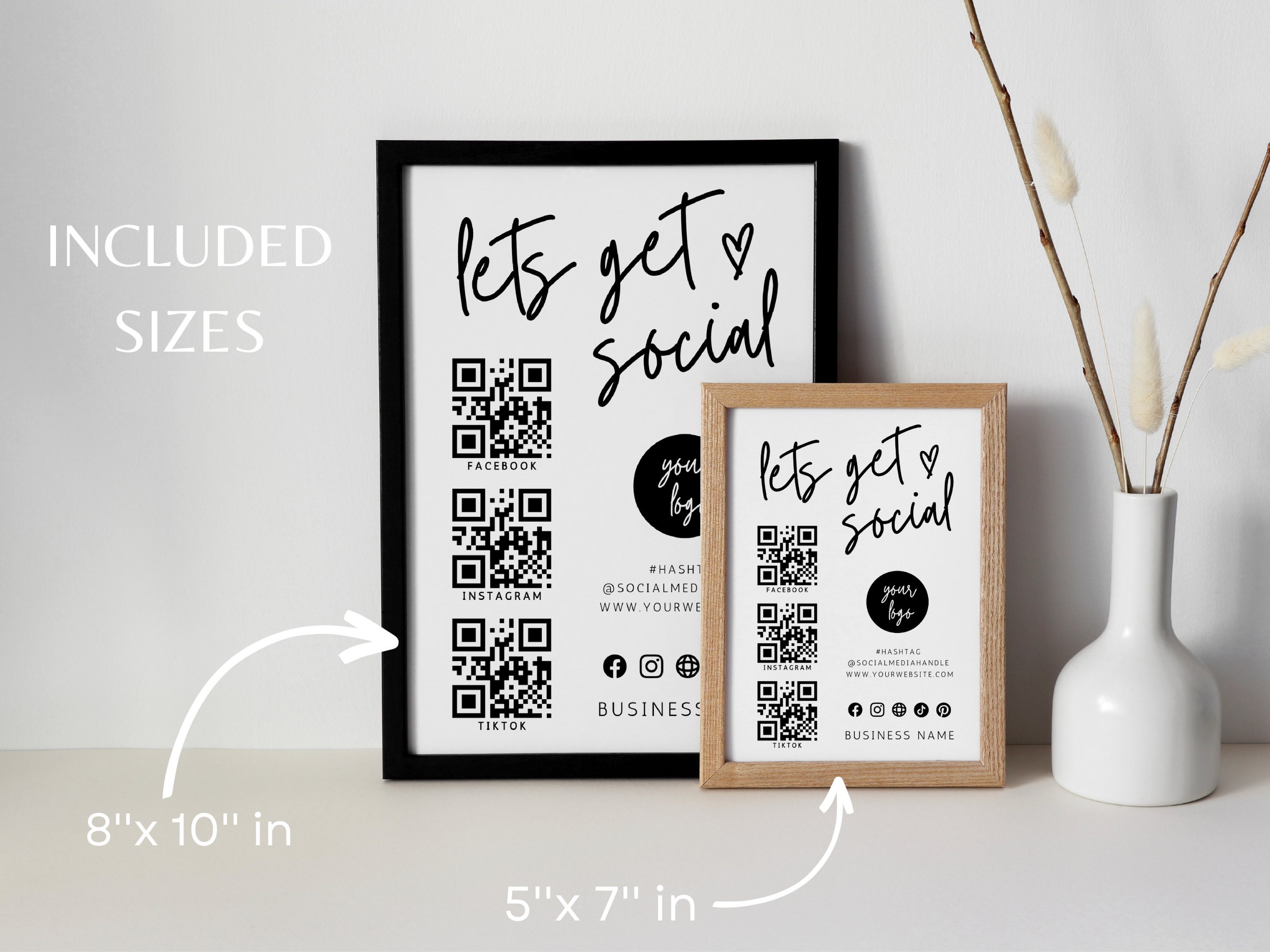 Social Media Sign Template, Small Business Sign Template, Social Media ...