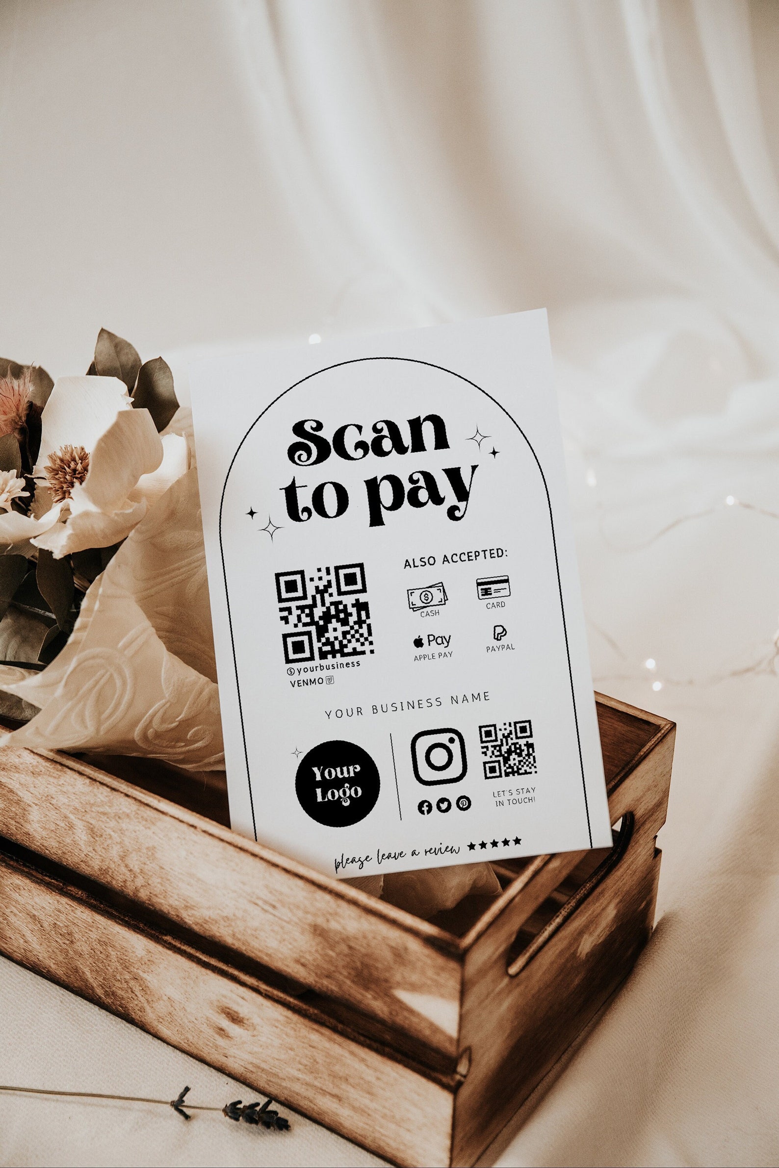 Retro Scan to Pay QR Code Sign, Printable Payment Template, Venmo ...