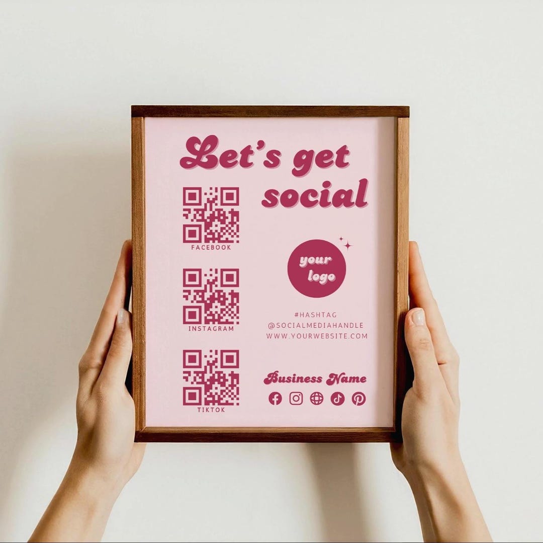 Retro Social Media Sign Template, Small Business Template, Social Media ...