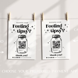 Retro Feeling Tipsy Printable Virtual Tip Jar Venmo Payment Sign, DIY ...