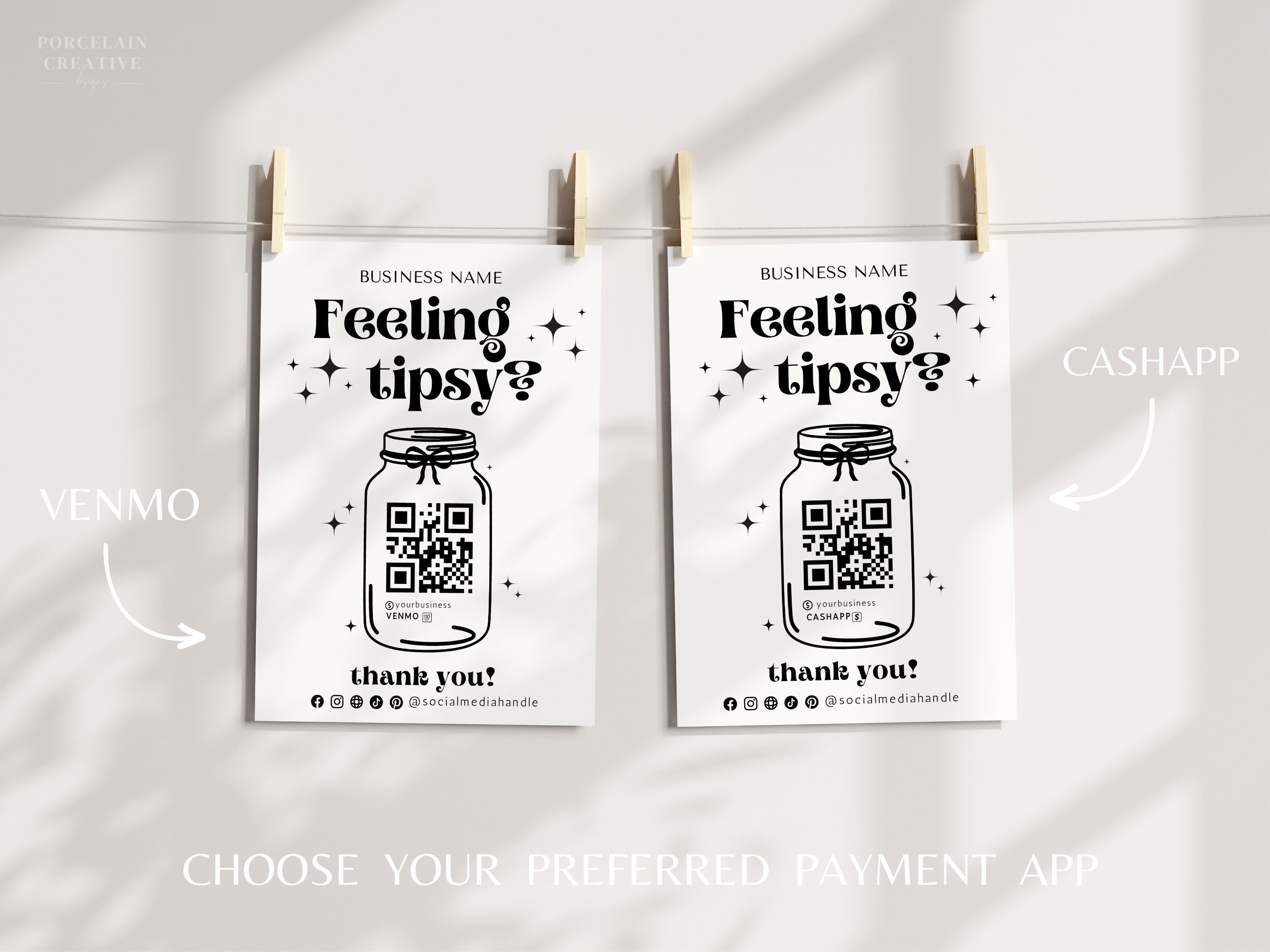 Retro Feeling Tipsy Printable Virtual Tip Jar Venmo Payment Sign, DIY ...
