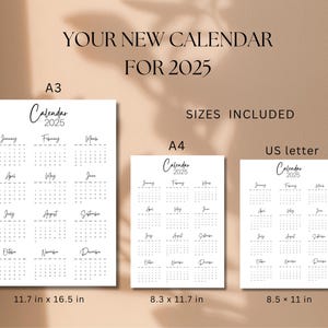 Minimalist Printable Calendar 2025 Monthly Planner 2025, US Letter ...