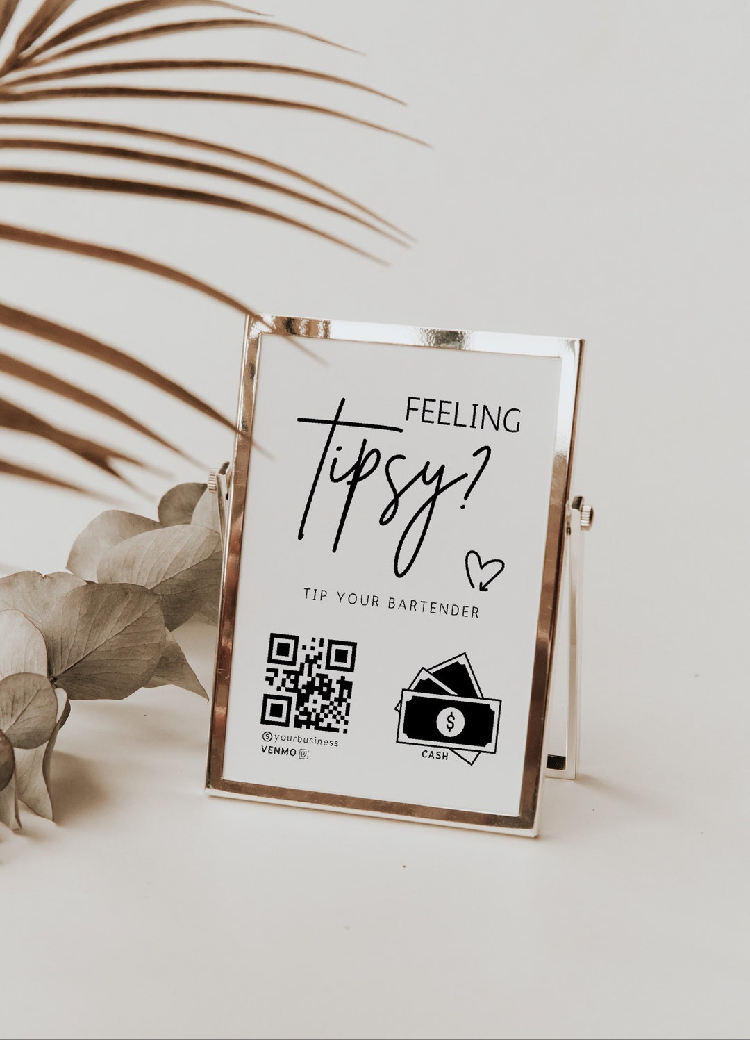 Feeling Tipsy Tip Bartender Printable Virtual Tip Venmo Cashapp Tip ...