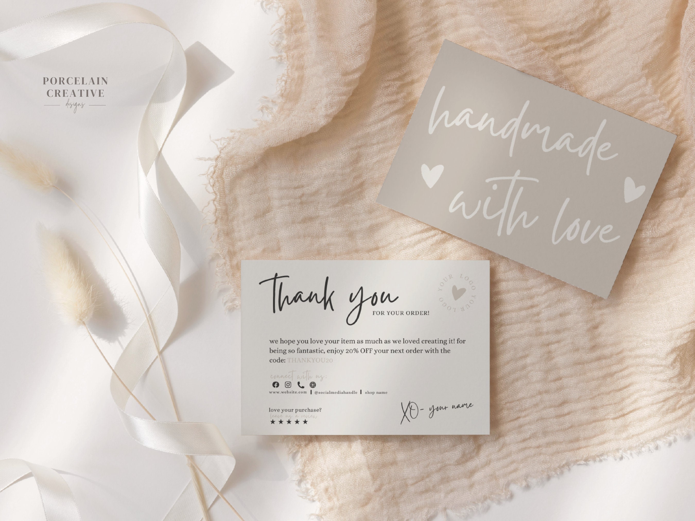 Minimalist Editable Business Thank You Card Thanks for Your - Etsy