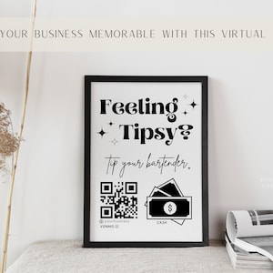Retro Feeling Tipsy Tip Bar Printable Virtual Tip Venmo Cashapp Tip ...