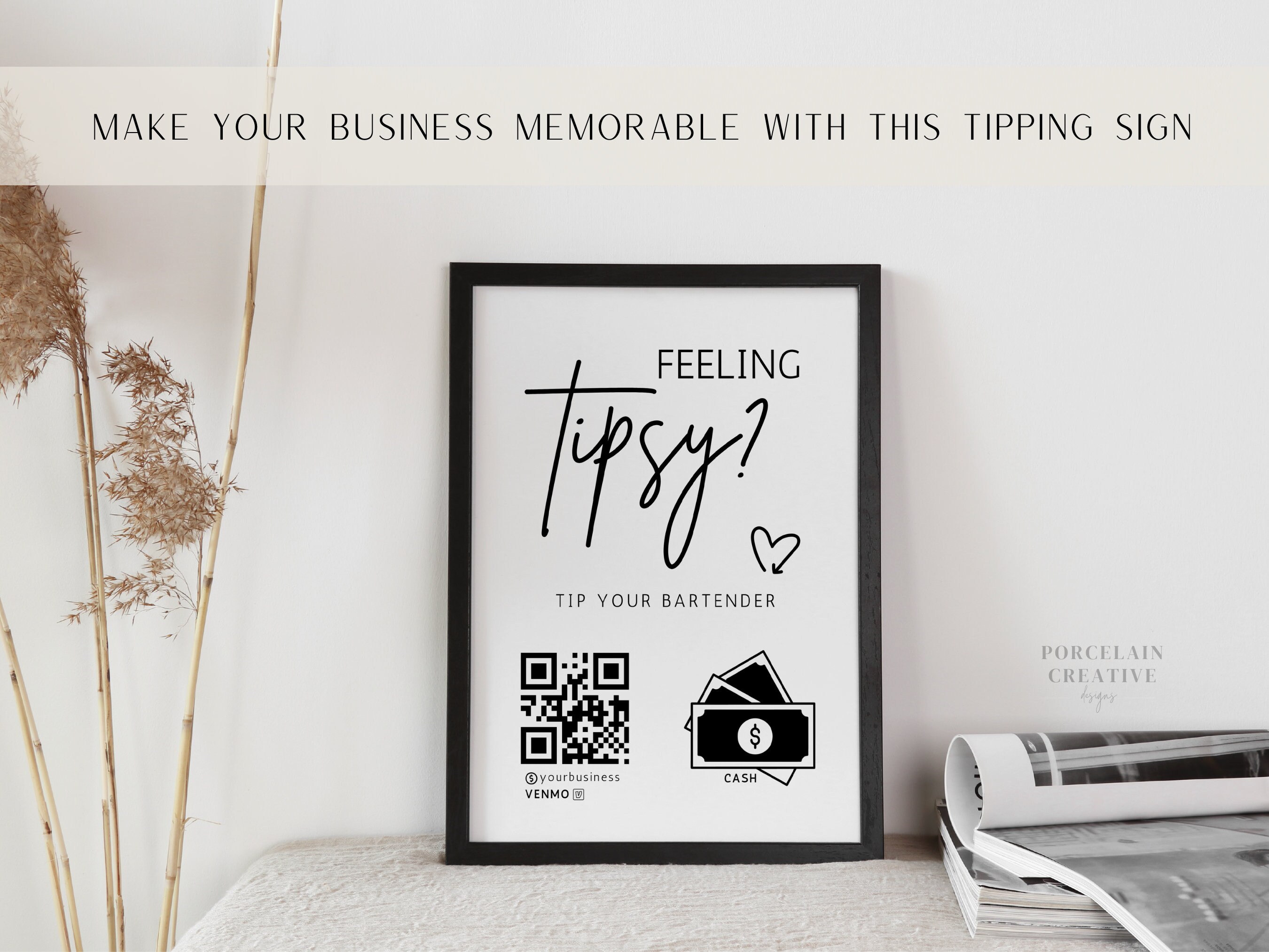 Feeling Tipsy Tip Bartender Printable Virtual Tip Venmo Cashapp Tip ...
