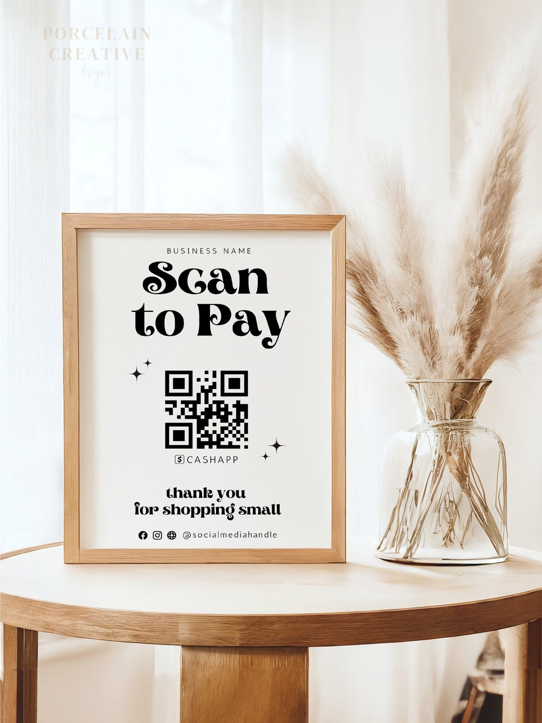 Retro Scan to Pay QR Code Sign, Printable Payment Template, Venmo ...