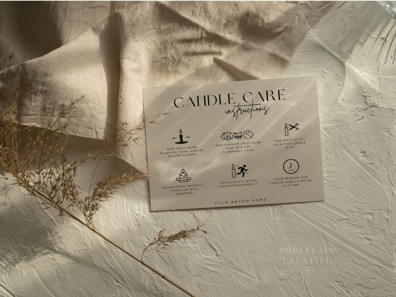 Editable Candle Care Card Template, Thank You Card, Printable Candle ...