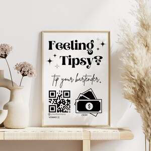 Retro Feeling Tipsy Tip Bar Printable Virtual Tip Venmo Cashapp Tip ...