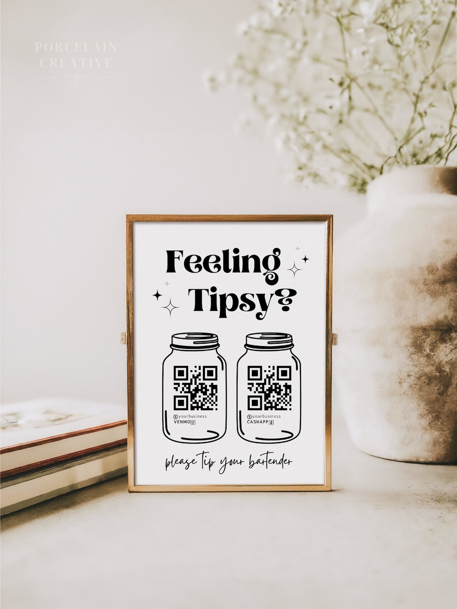 Retro Feeling Tipsy Tip Bar Printable Virtual Tip Venmo Cashapp Tip ...