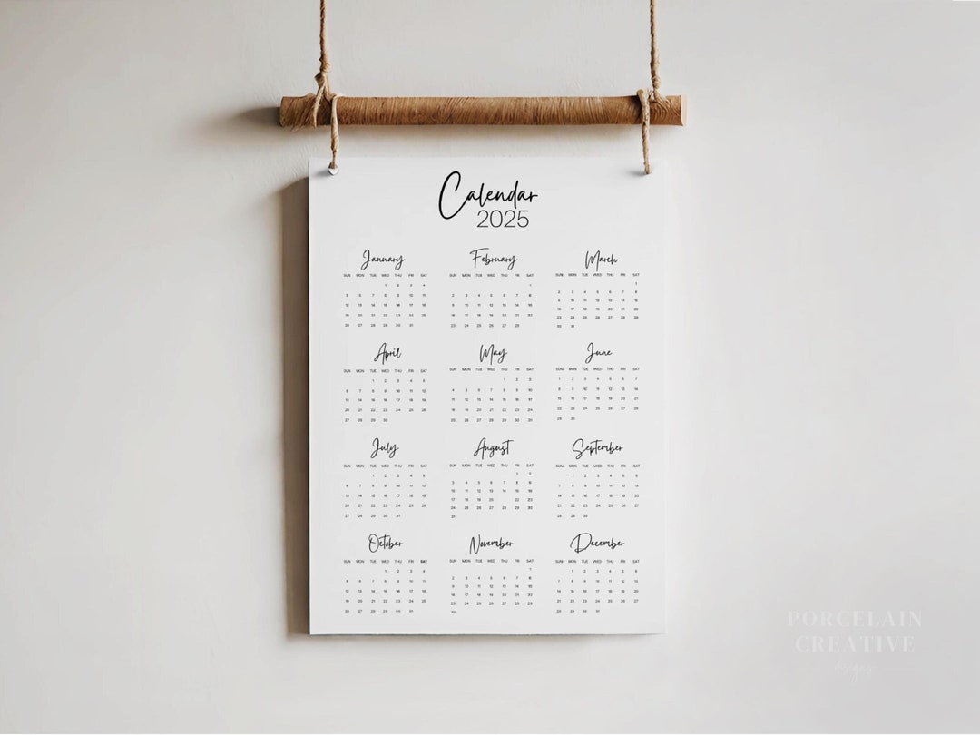 Minimalist Printable Calendar 2025 Monthly Planner 2025, US Letter ...