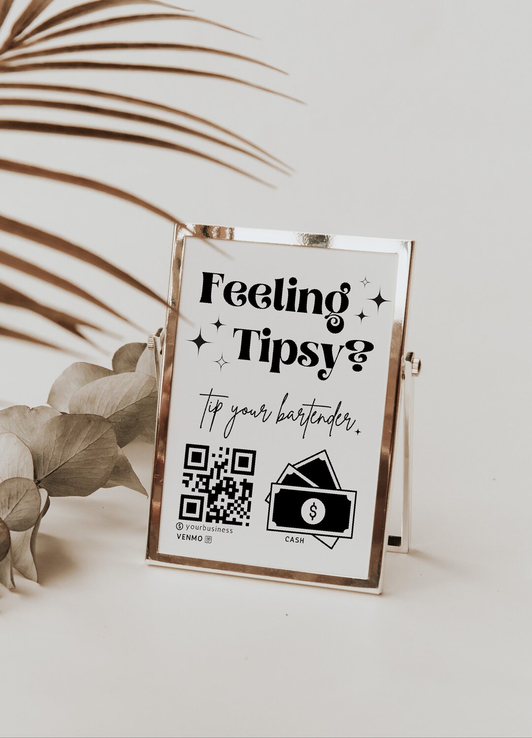 Retro Feeling Tipsy Tip Bar Printable Virtual Tip Venmo Cashapp Tip ...