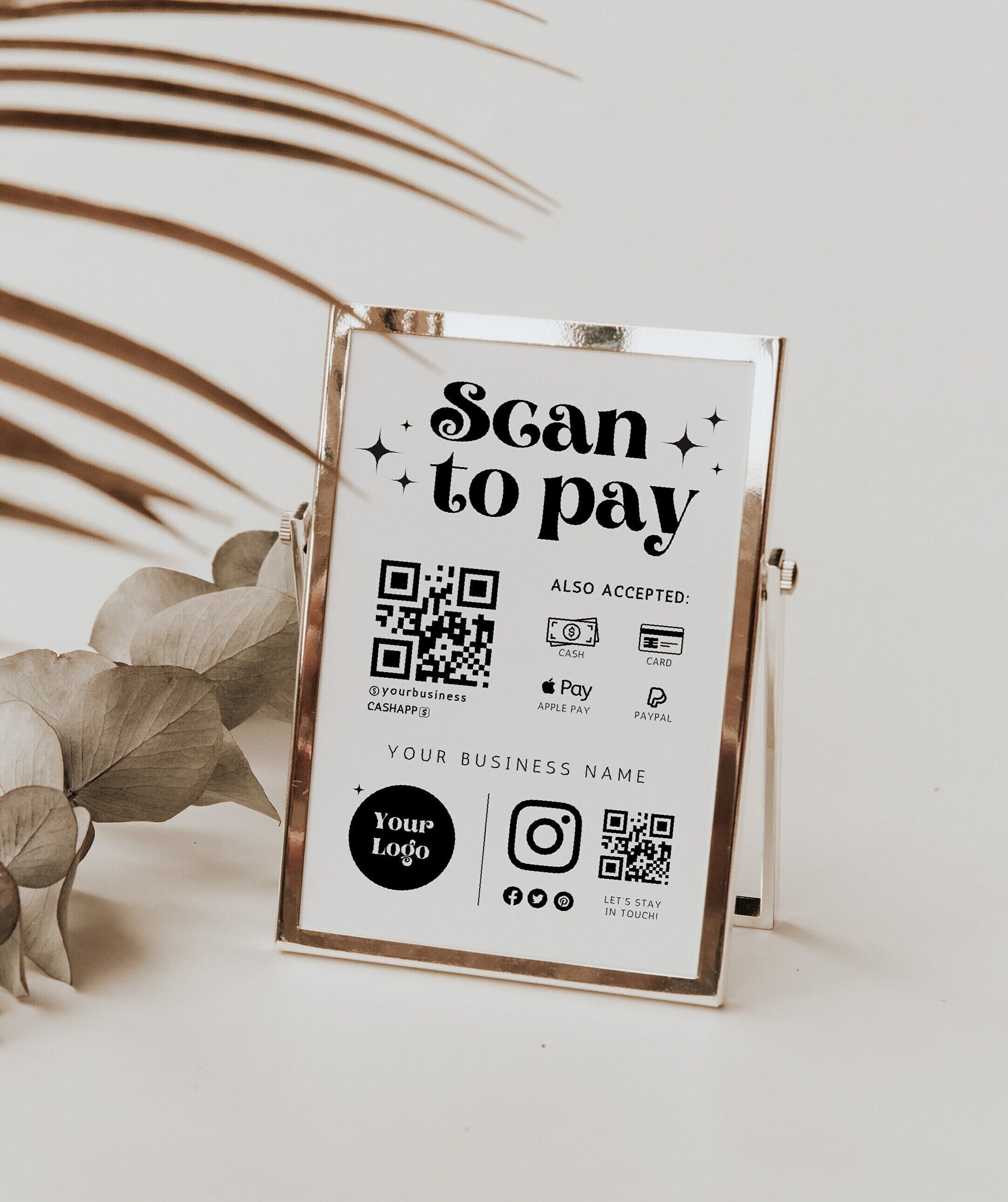 Retro Scan to Pay QR Code Sign, Printable Payment Template, Venmo ...