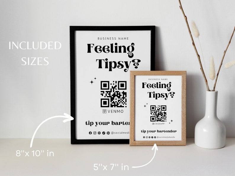 Retro Feeling Tipsy Tip Bar Printable Virtual Tip Venmo Cashapp Tip ...
