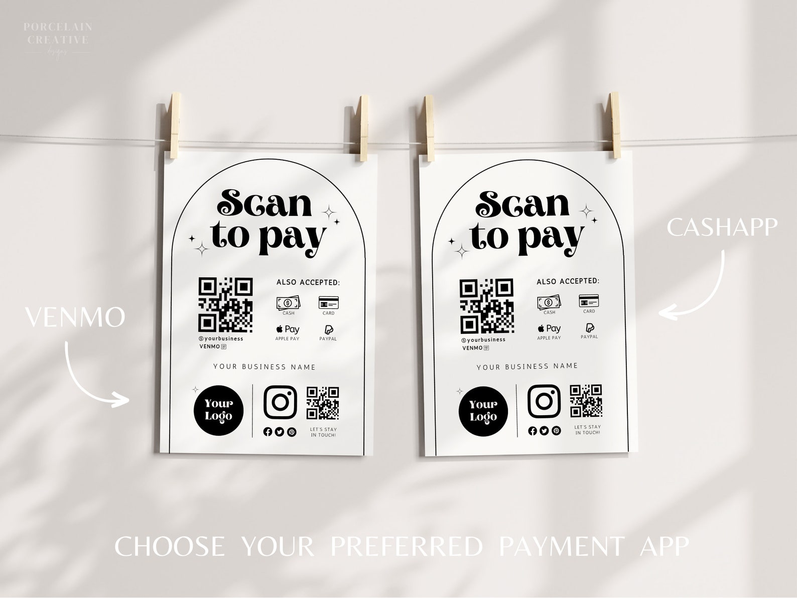 Scan to Pay QR Code Sign Printable Payment Template Venmo - Etsy