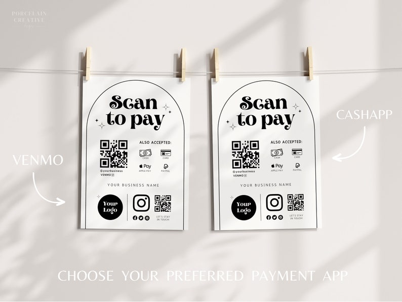 Scan to Pay QR Code Sign Printable Payment Template Venmo - Etsy