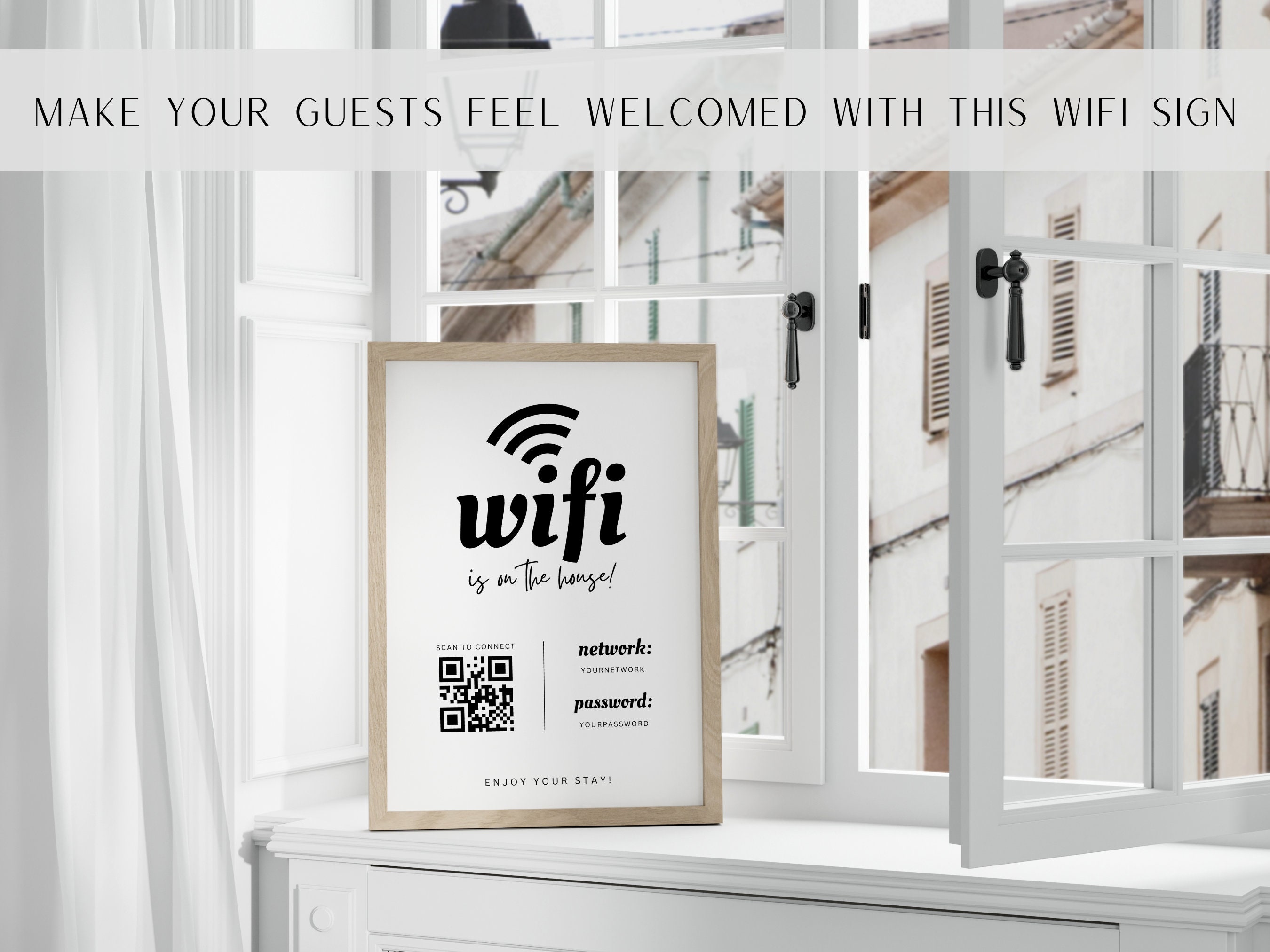 Wifi Sign, QR Code Wifi, Printable Wifi Code Sign, Scan to Connect Wifi ...