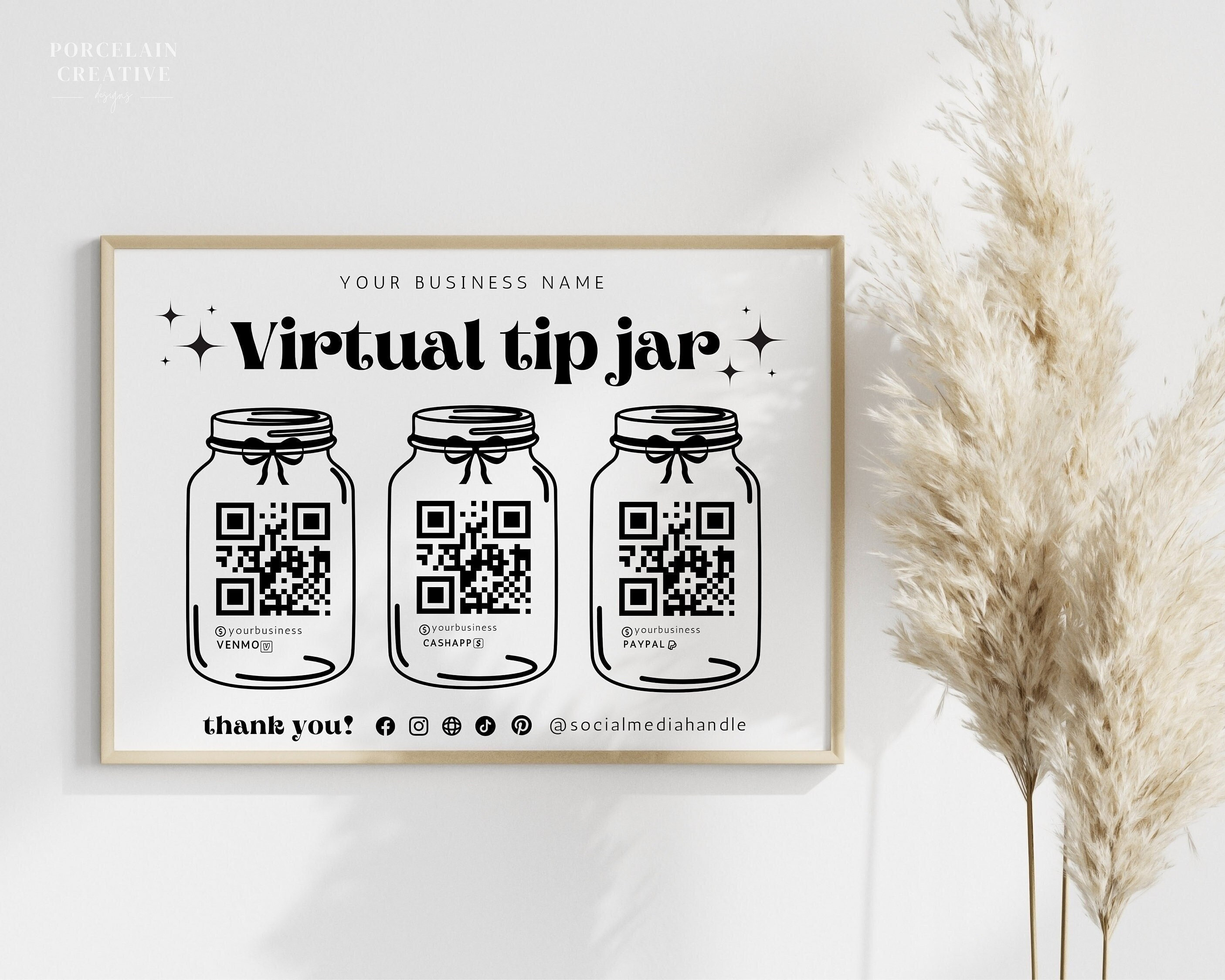 Retro Virtual Tip Jar Digital Printable Template, Venmo Cashapp Payment ...