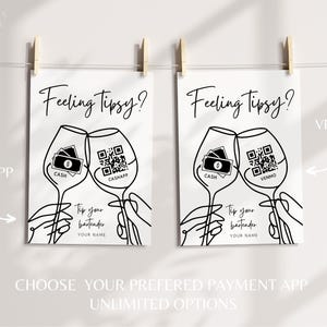 Retro Feeling Tipsy Tip Bar Printable Virtual Tip Venmo Cashapp Tip ...
