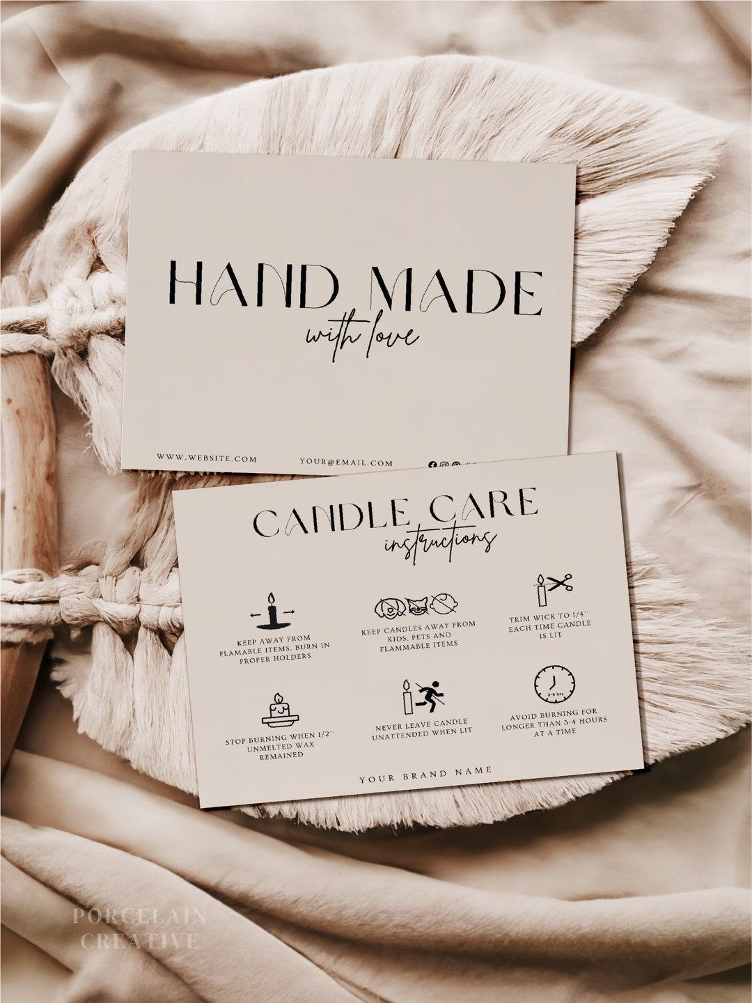 Editable Candle Care Card Template, Thank You Card, Printable Candle ...