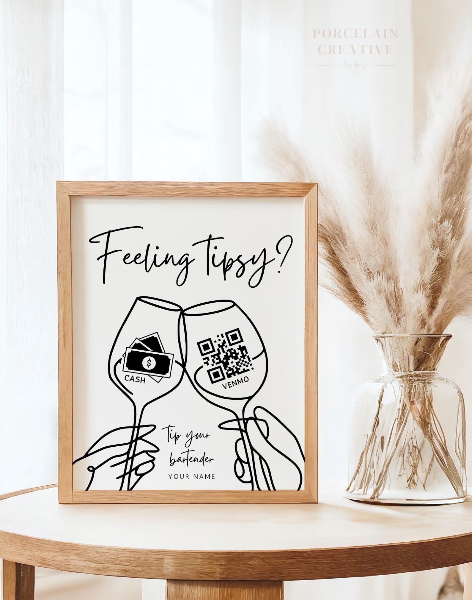 Retro Feeling Tipsy Tip Bar Printable Virtual Tip Venmo Cashapp Tip ...