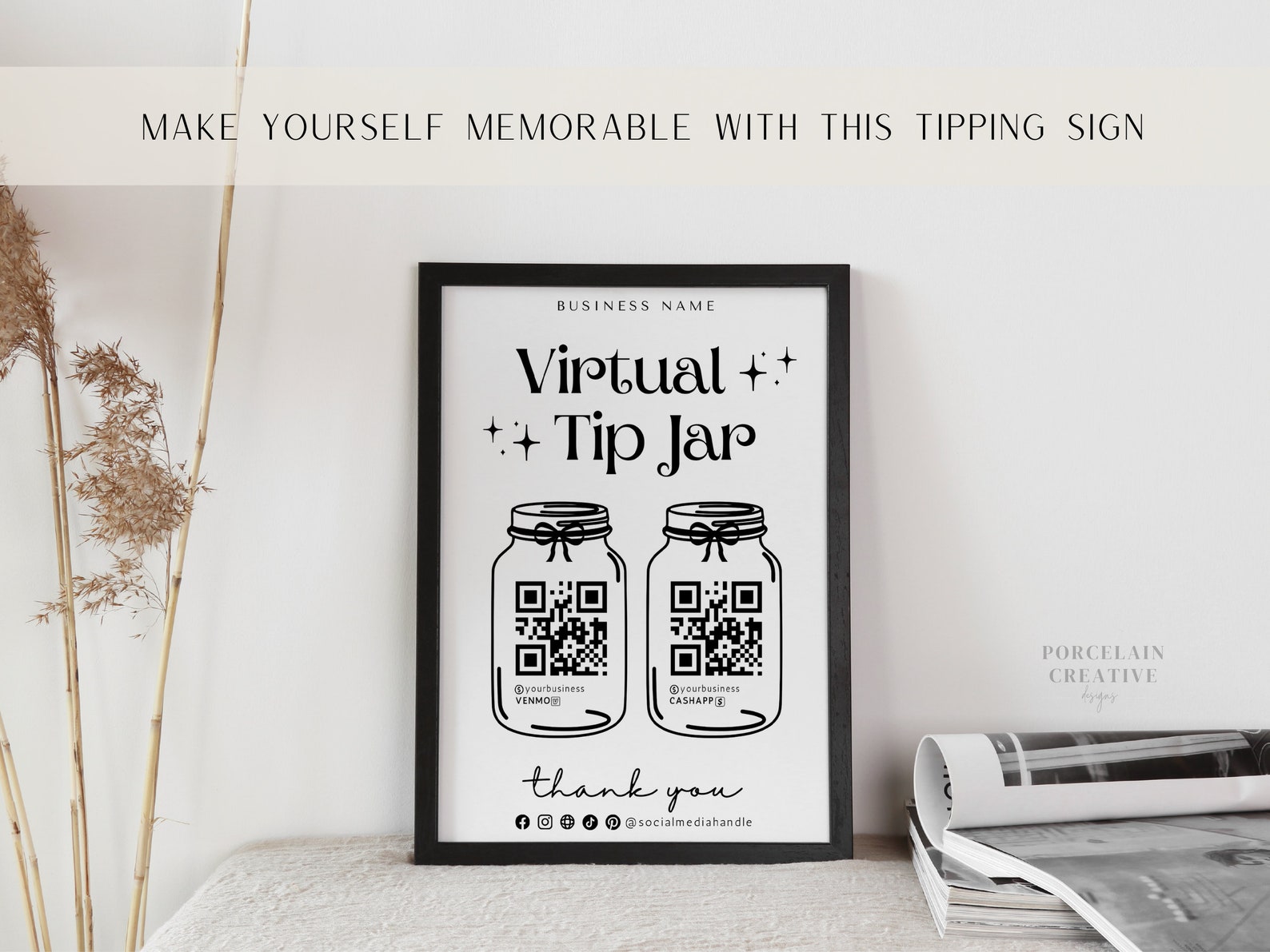 Digital Printable Virtual Tip Jar Venmo Cashapp Paypal Zelle Payment ...