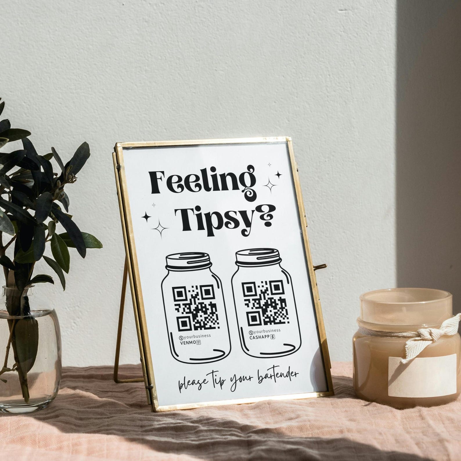 Retro Feeling Tipsy Tip Bar Printable Virtual Tip Venmo Cashapp Tip ...