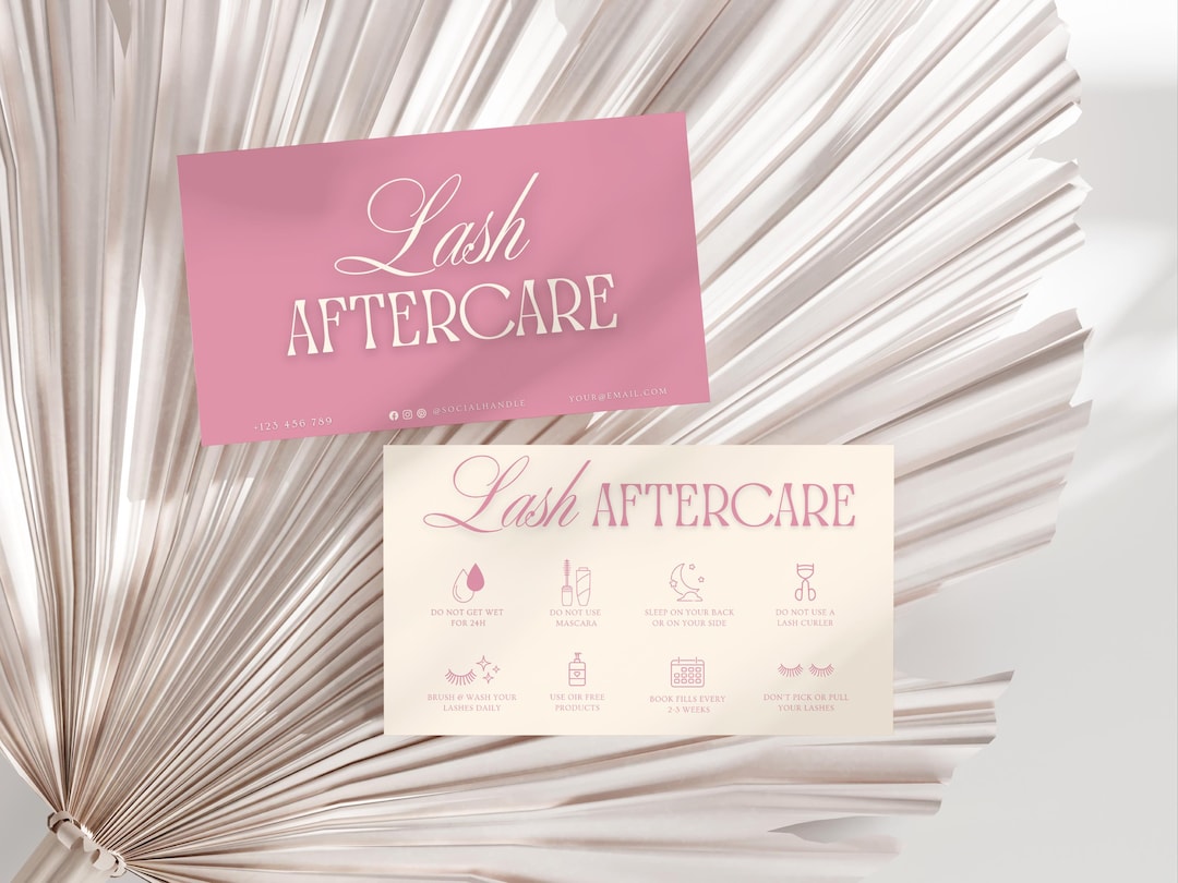 Pink Classy Lash Aftercare Card Canva Template, Client Care ...