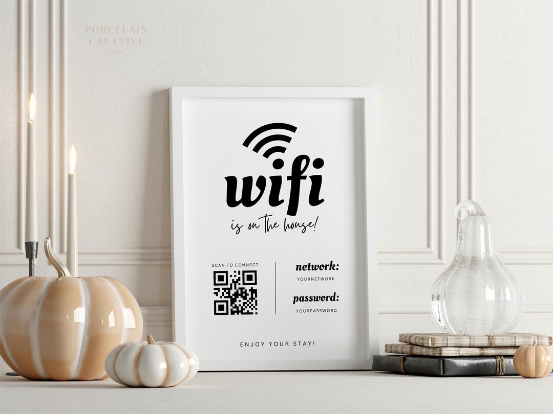 Wifi Sign, QR Code Wifi, Printable Wifi Code Sign, Scan to Connect Wifi ...