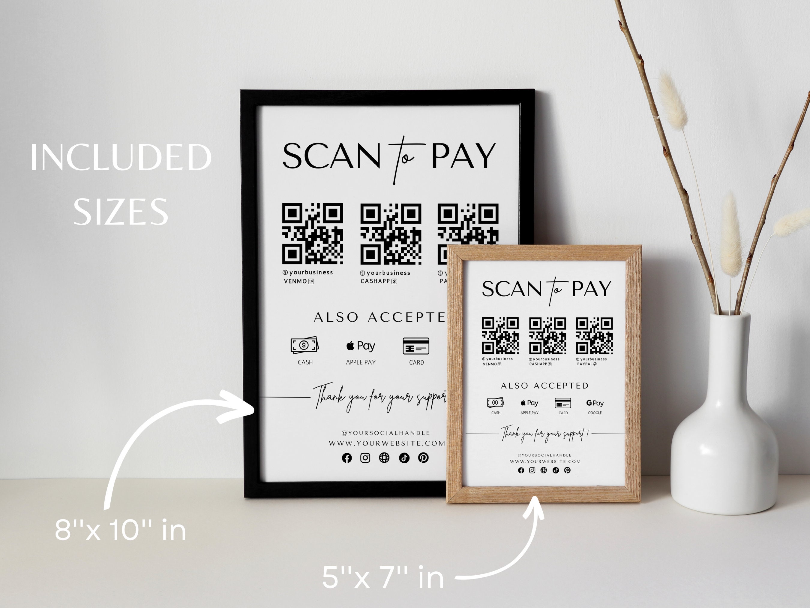 Scan to Pay QR Code Sign, Printable Payment Template, Venmo Cashapp ...