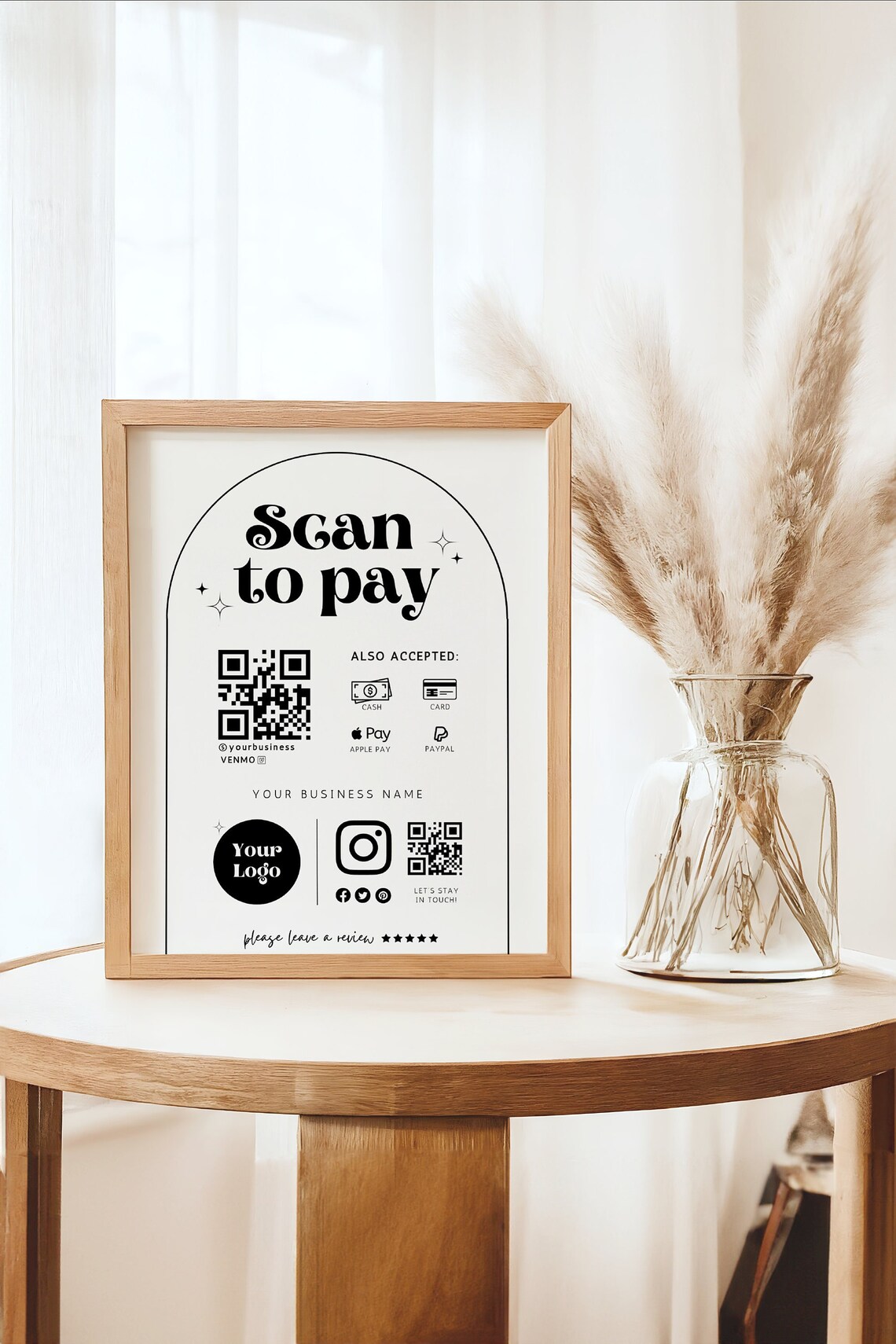 Retro Scan to Pay QR Code Sign, Printable Payment Template, Venmo ...