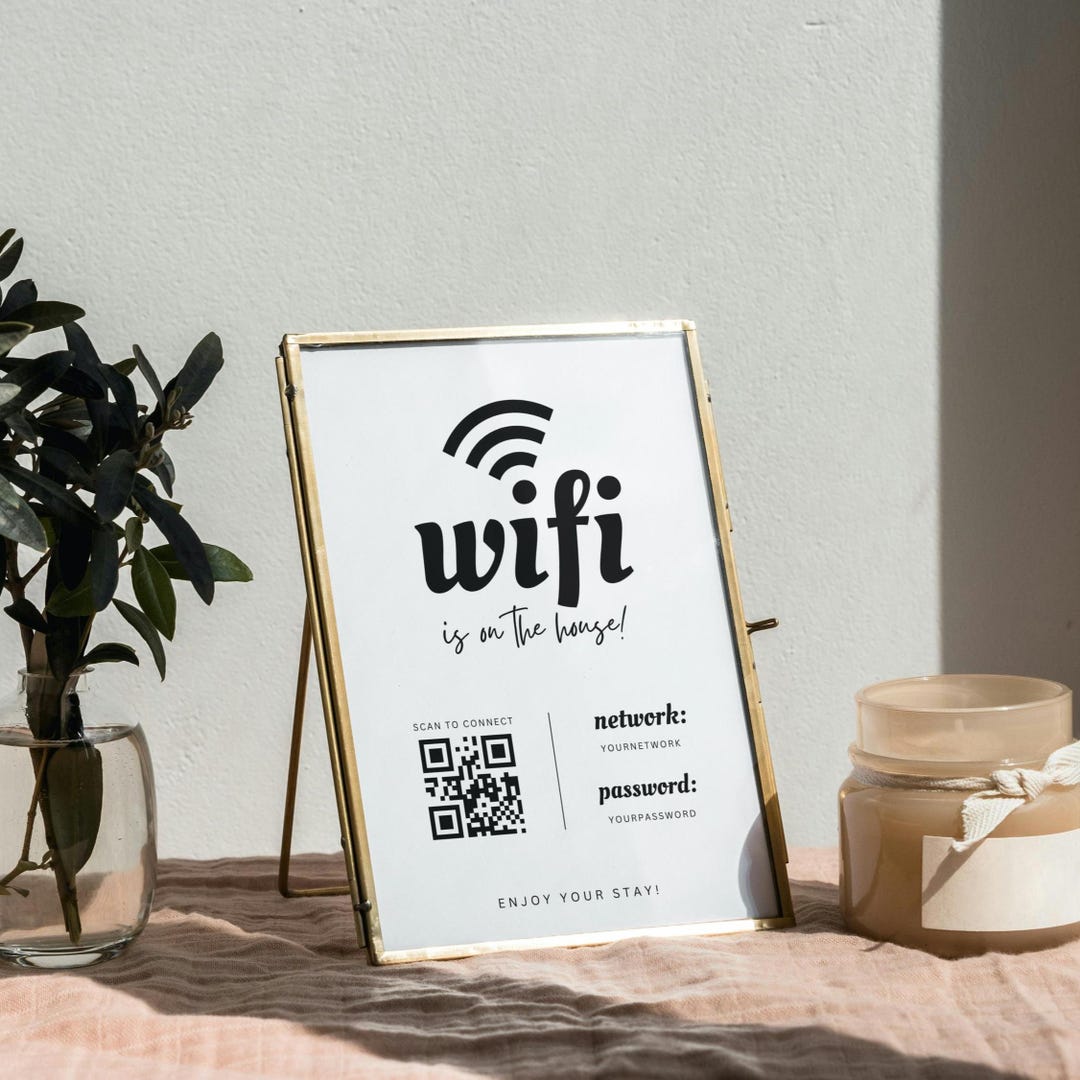 Wifi Sign, QR Code Wifi, Printable Wifi Code Sign, Scan to Connect Wifi ...
