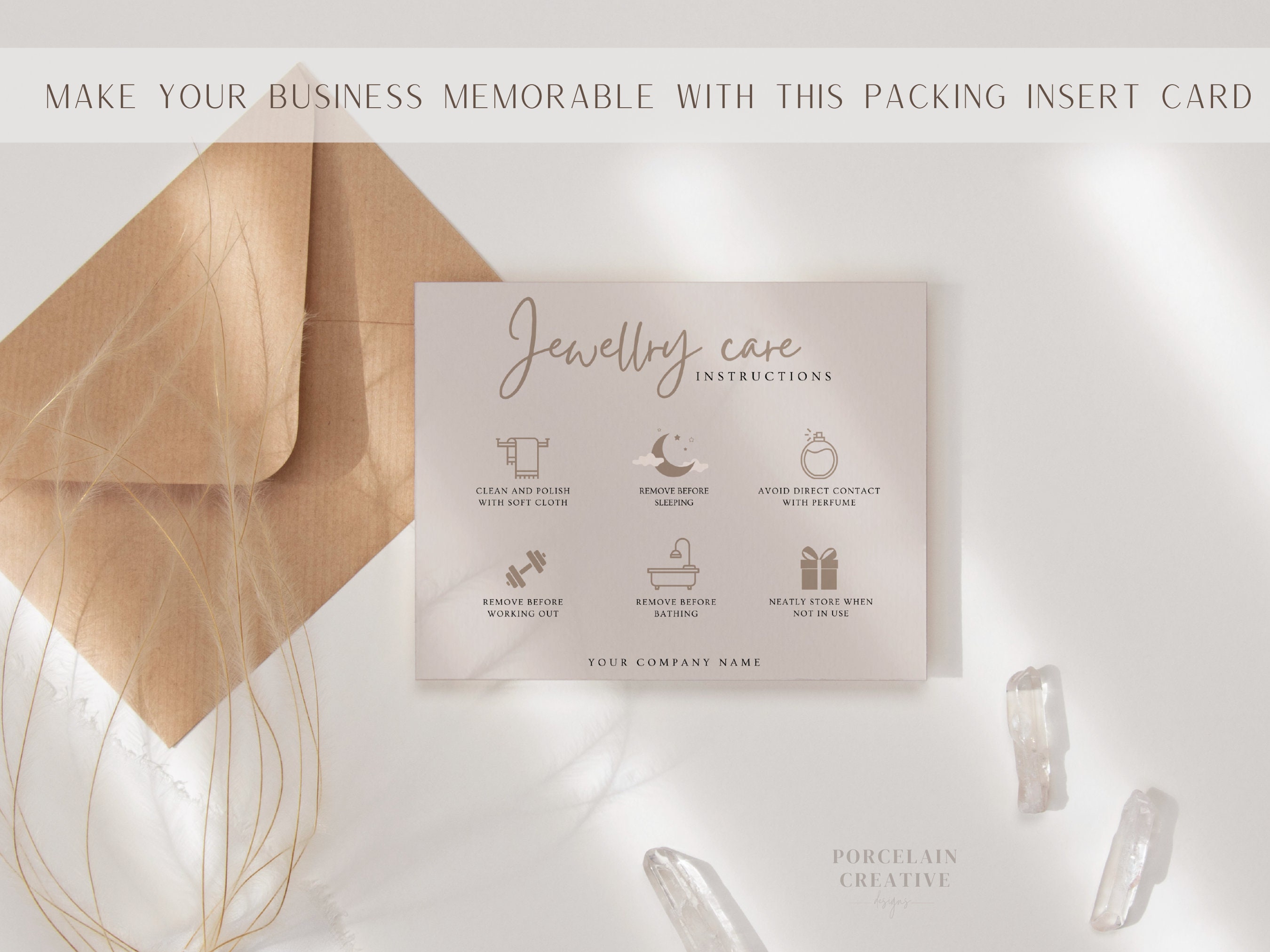 Editable Jewelry Care Card Template, Thank You Card, Printable Jewelry ...