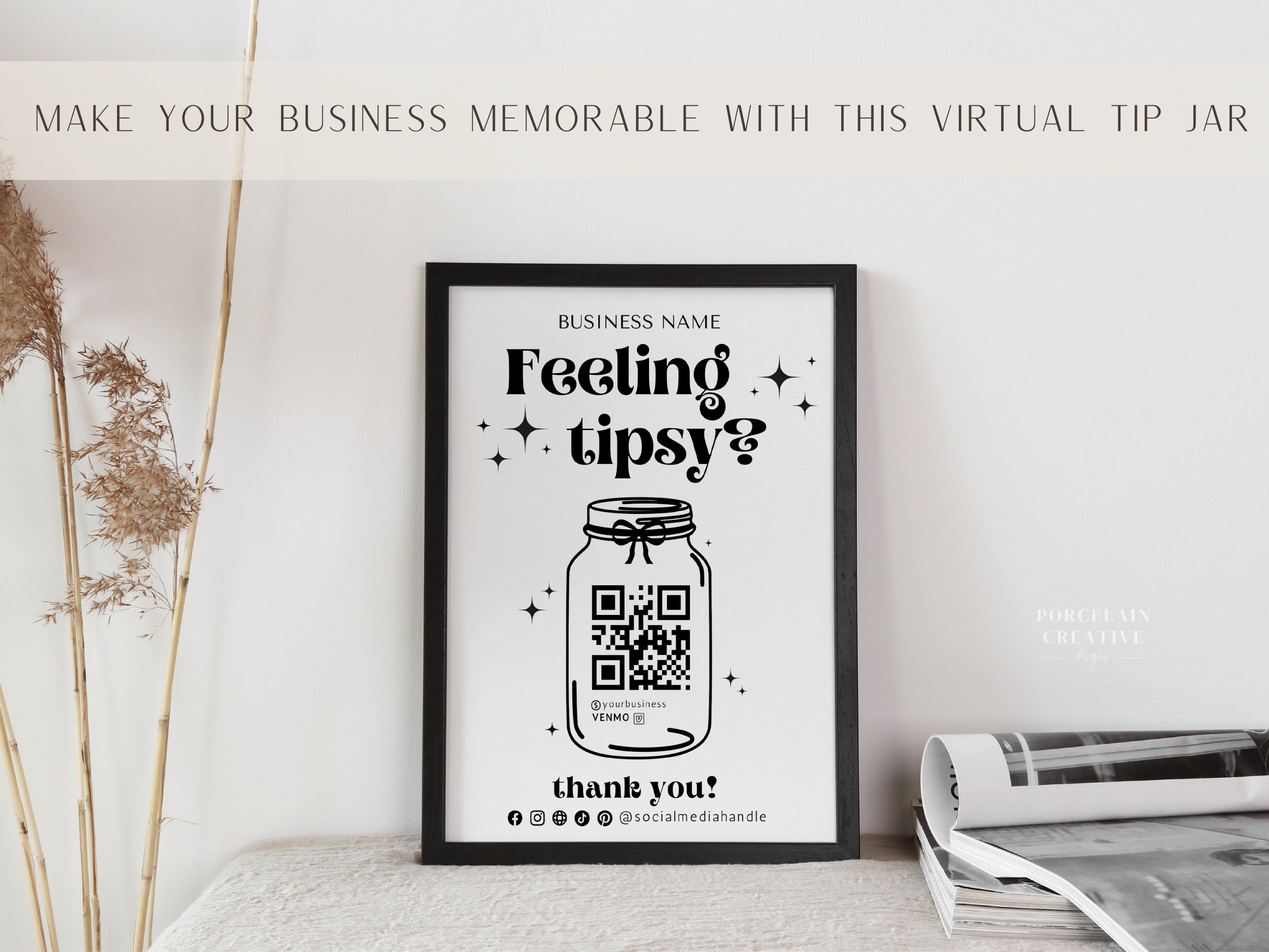 Retro Feeling Tipsy Printable Virtual Tip Jar Venmo Payment Sign, DIY ...