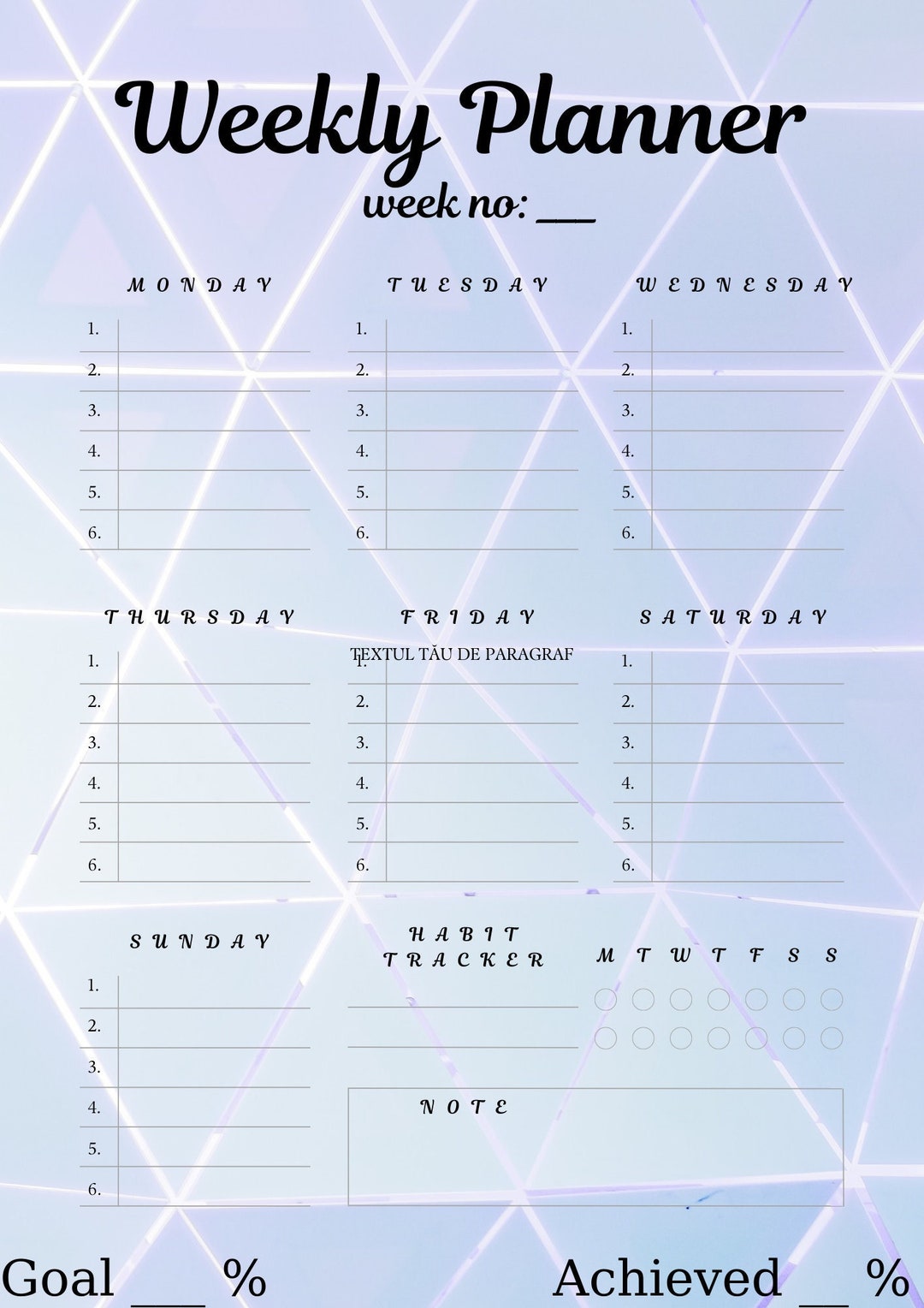 Editable Weekly Planner - Etsy