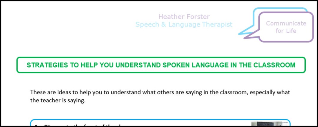 Speech & Language Therapy Activity and Information Sheets to Help ...