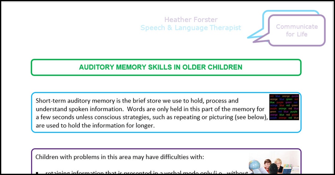 Speech & Language Therapy Activity and Information Sheets to Develop ...