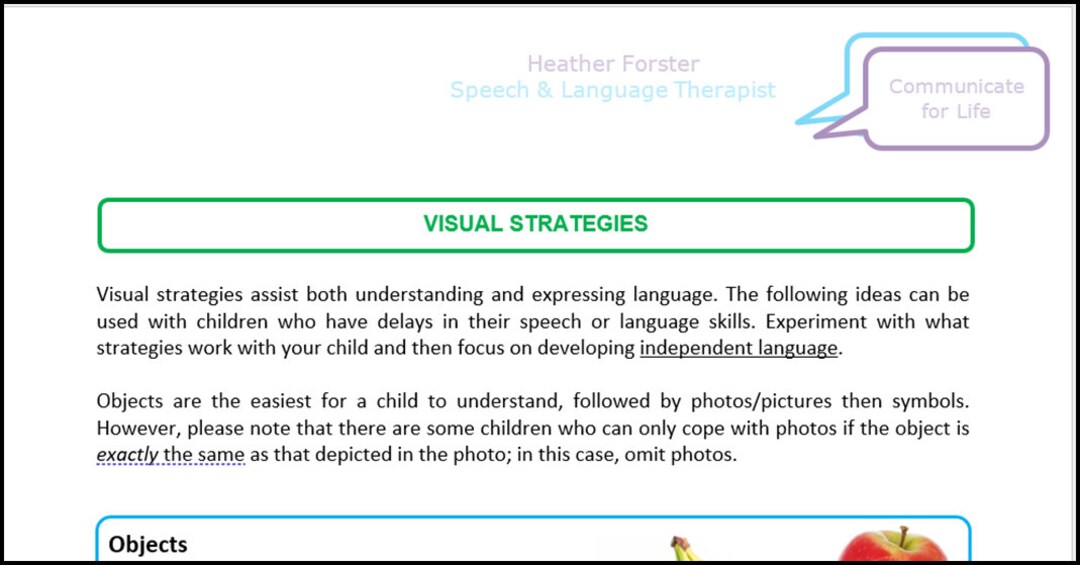 Speech & Language Therapy Activity and Info Sheets to Help Develop Your ...