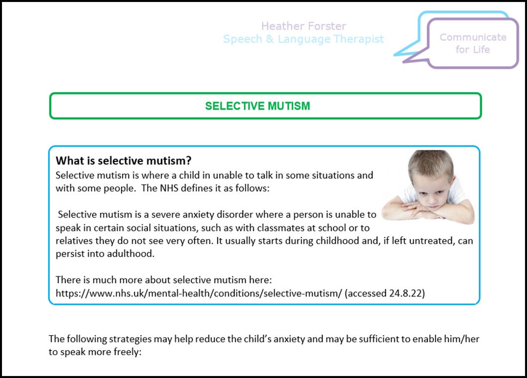 Speech & Language Therapy Activity and Information Sheets to Help ...