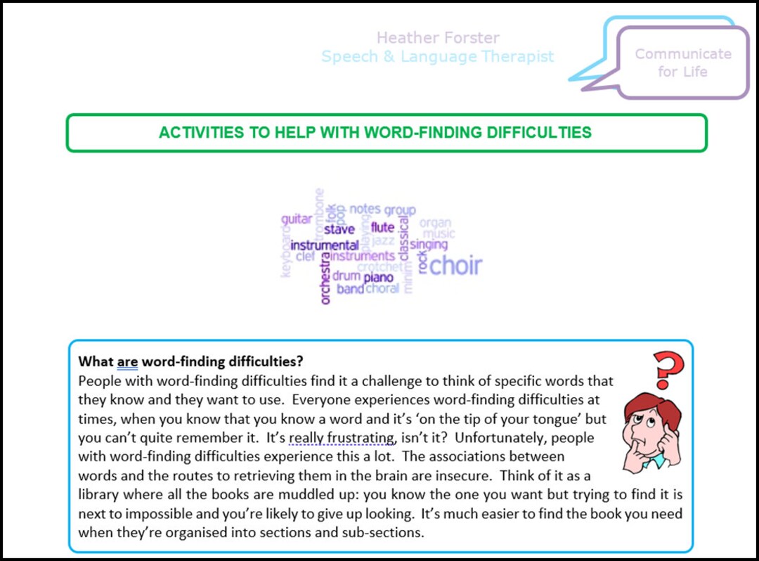 Speech & Language Therapy Activity and Information Sheets to Help ...